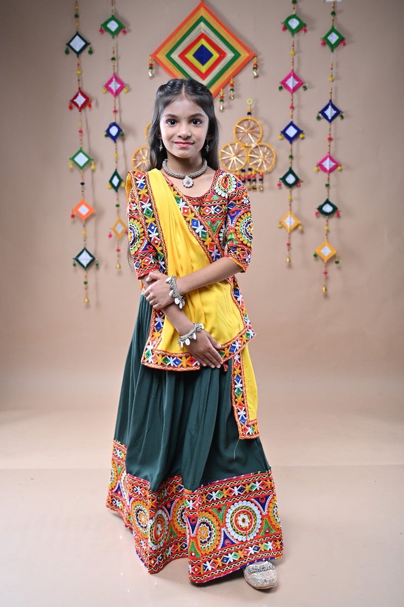 Banjara India Festive Wear Kutchwork Embroidered Girls Lehenga Choli S