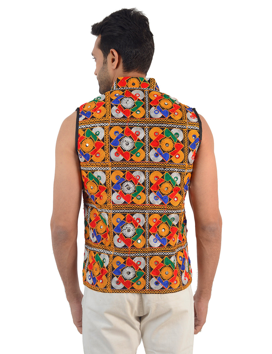 Banjara India Kutch Work Embroidered Navratri Koti/Jacket for Men